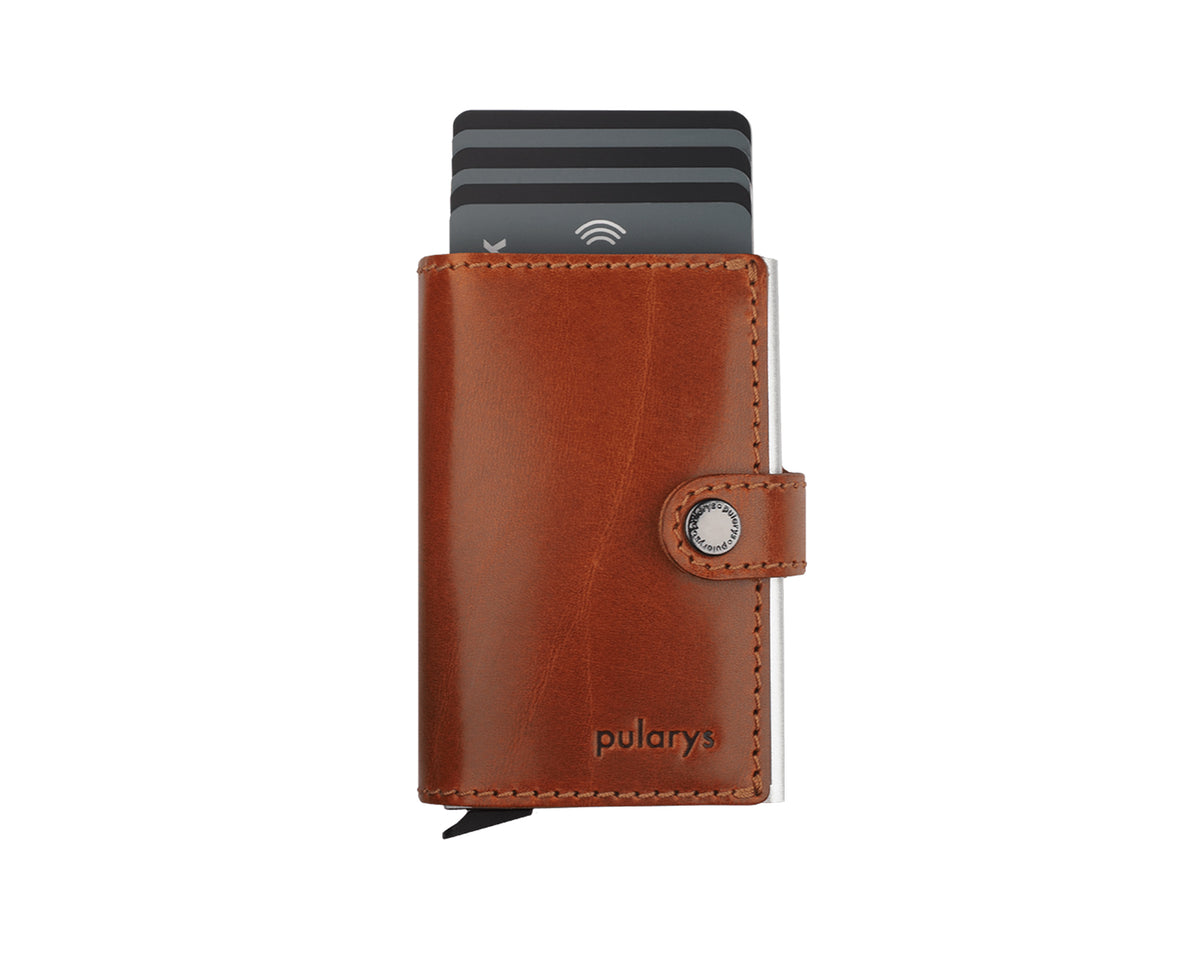 Pularys Nordic RFID Wallet: Cognac Minimalist Design