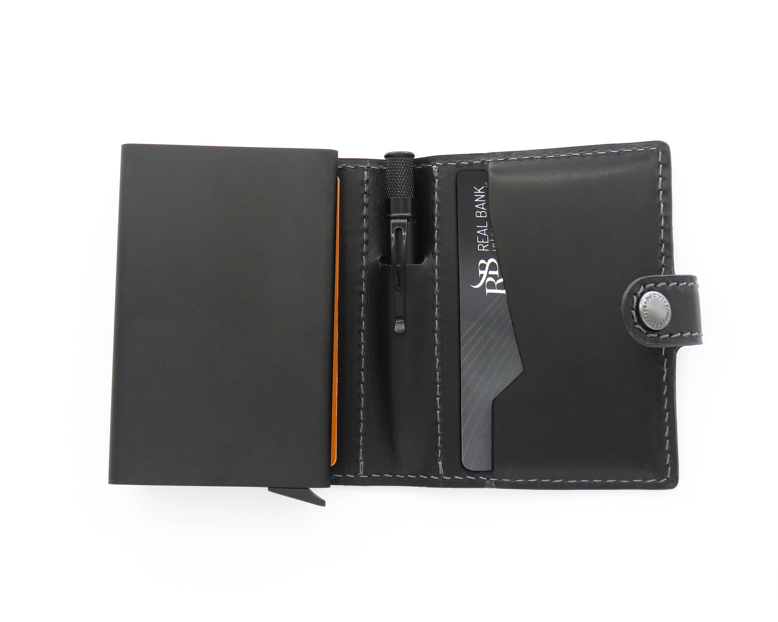 Modern Traveler Black: Sleek Wallet with Pen